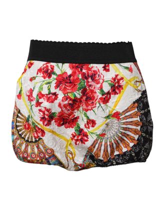 Dolce & Gabbana Womens Multicolor Floral High Waist Hot Pants Shorts Silk