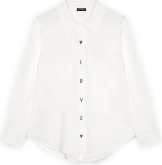 Fiorella Rubino Femme, Blouses et Chemises, Blanc, Taille: 50 FR Chemise avec broderie Love