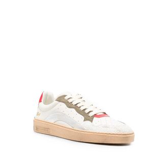 Dsquared2 Mens Leather Sneakers With Panelled Design White Calf Trainers