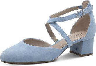 Tamaris Comfort Damen Pumps aus Leder mit Klettverschluss, Blau (Lt Blue Suede), 40 EU