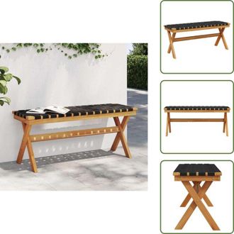 vidaXL The Living Store - Gartenbank Schwarz Massivholz Akazie und Stoff - Gartenbank - Holz Gartenbank - Akazienholz Gartenbank - Outdoor Bank