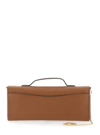 Michael Michael Kors Womens Pouch Hamilton Orange Grained Leather Cow Clutch Bags