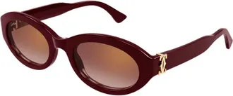 Cartier CT0588S003 Oval Frame Sunglasses - Burgundy