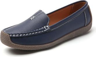 Generic Mocassins minimalistes à bout rond pour femme - Chaussures plates décontractées et confortables - Semelle souple - Légères à enfiler, bleu, 37.5 EU