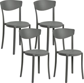 Beliani Gartenstuhl 4er Set VIESTE Dunkelgrau