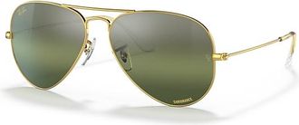 Ray-Ban Aviator Chromance Sonnenbrillen Gold Fassung Silber Glas Polarisiert 58-14