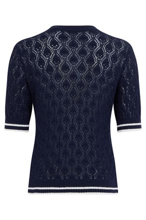 Frame Denim Womens Crochet Sweater Blue Cotton