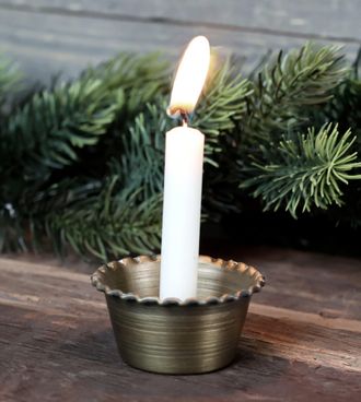 Chic Antique Kerzenhalter Kerzenständer für mini Stabkerzen klein antik Messing Look Landhaus Vintage