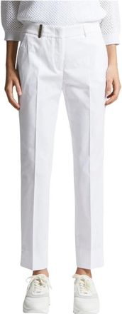 PESERICO Femme, Pantalons, Blanc, Taille: 36 FR Pantalon cigarette en satin de coton l&eacute;ger
