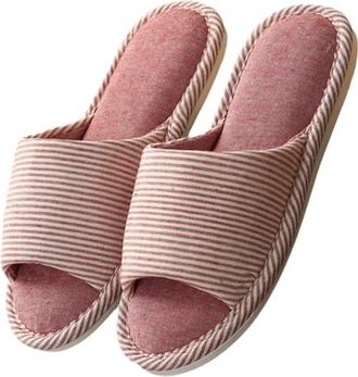 UPKOCH Pantoufles Maison Coton Confortables pour Femme Semelle Antid&eacute;rapante L&eacute;g&egrave;res et Respirantes Adapt&eacute;es &agrave; Int&eacute;rieur Chambre Style Ray&eacute; Mode