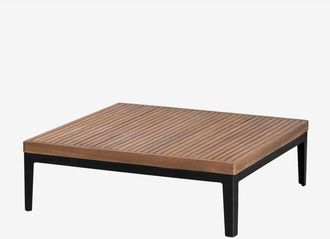 Sklum Quadratischer Gartencouchtisch 100x100 cm aus Aluminium und Akazienholz Taranis Schwarz - Sklum