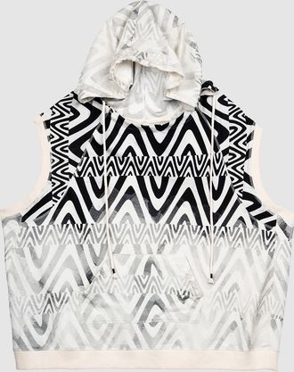 Mes Demoiselles... Sweatshirt Sans Manches Coton Imprim&eacute; Noir Blanc