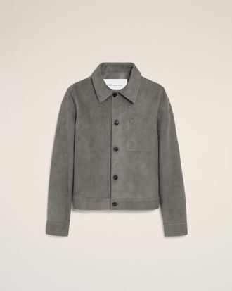 Ami Veste Grise Boutonn&eacute;e Ami De Coeur en Cuir De Ch&egrave;vre Carbone - XXL - Homme