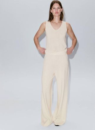Mango Pantalon droit taille &eacute;lastique sable - Femme - XXS - MANGO