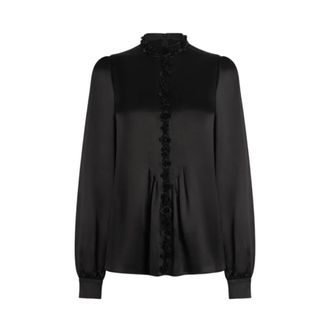 Dolce & Gabbana Seiden-Satin-Top - - Blouses & Shirts - Damen - Schwarzk - XL