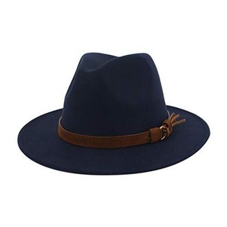 Generic Chapeau large avec boucle de ceinture r&eacute;glable pour homme et femme - Casquette r&eacute;versible translucide, bleu marine, Taille unique