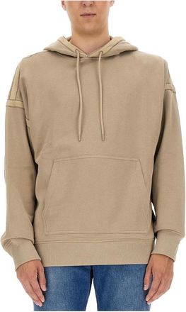 Helmut Lang Homme, Sweatshirts et sweats &agrave; capuche, Beige, Taille: M Tape Sweat &agrave; capuche Loose FR