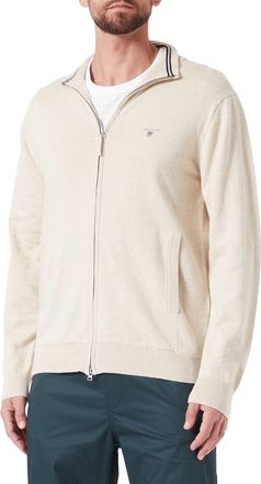GANT Herren Classic Cotton Zip Cardigan KLASSISCHER BAUMWOLLCARDIGAN MIT REI&szlig;VERSCHLUSS, Ochre Melange, XS