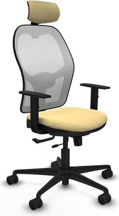 Piqueras y Crespo Ergonomischer Home Office Jorquera Stuhl mit 1D-Armen, h&ouml;henverstellbare Lendenwirbelst&uuml;tze und h&ouml;henverstellbares Kopfteil, Wei&szlig;/Cremefarben
