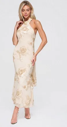 Ombre Abendkleid Dress LA-OM-DLR378 ecru XS Beige XS (kein Set, 1-tlg)