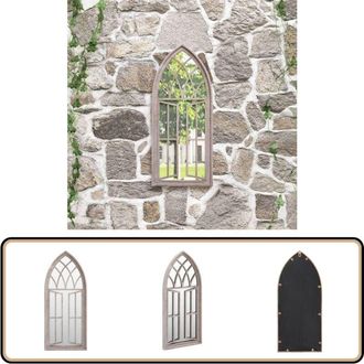 vidaXL Gartenspiegel Sand 70x30 cm Eisen - Gartendekor - Gartenspiegel - Au&szlig;enspiegel - Metallspiegel - Antiklook