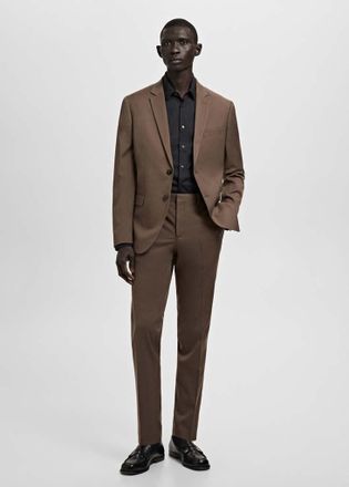 Mango Chemise de costume coton m&eacute;lang&eacute; super slim-fit noir - Homme - XXL - MANGO MAN