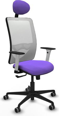 Piqueras y Crespo Hochwertiger B&uuml;rostuhl Zulema mit wei&szlig;en und schwarzen Armlehnen, h&ouml;henverstellbare Lendenwirbelst&uuml;tze und festes Kopfteil, ausgestattet mit 3 Positio