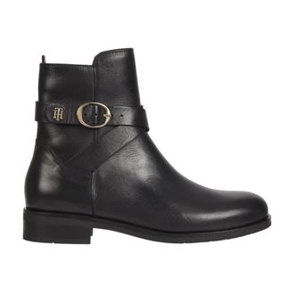 Tommy Hilfiger G&uuml;rtel Flache Stiefeletten - - Shoes - Damen - Schwarzk - 36 EU