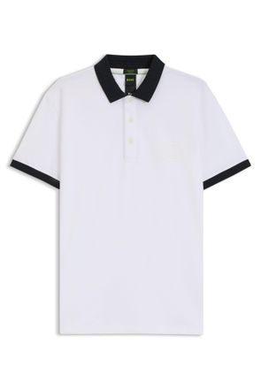 BOSS Herren Polo GL Feuchtigkeitsableitendes Poloshirt aus elastischem Baumwoll-Mix mit Piqu&eacute;-Struktur Wei&szlig; XL