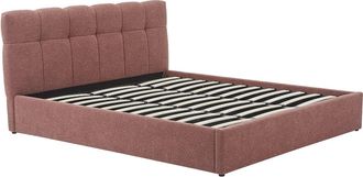 Vente-Unique Bett mit Bettkasten - 180 x 200 cm - Boucl&eacute;-Stoff - Terrakotta - MAZIRI