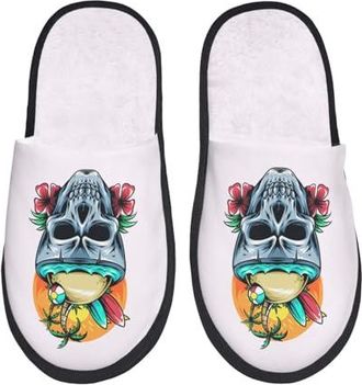 Generic L&eacute;g&egrave;re Hiver Pantoufles Cr&acirc;ne avec planches de surf, arbres et balles Chausson Maison Unisex Chaussons Femme pour Homme Adulte Femme L