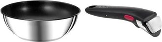 T-fal Ingenio Preference Po&ecirc;le wok 26 cm, Empilable, Acier inoxydable, Rev&ecirc;tement antiadh&eacute;sif s&ucirc;r, Induction & Ingenio Poign&eacute;e amovible noire, Empilable, Am