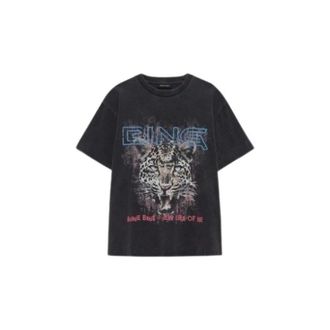 Anine Bing Cade Tee Tiger Muse - - Tops - Damen - Schwarzk - XS