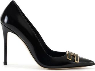 Elisabetta Franchi Femme, Chaussures, Noir, Taille: 40 EU Escarpin en cuir avec d&eacute;tail logo