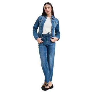 Liu Jo Femme, Vestes, Bleu, Taille: 40 FR Veste Courte en Jean