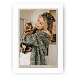 Matches 21 Bilderrahmen 30 x 40 cm Grau Wei&szlig; Holzrahmen mit Glas - Fotorahmen zum Aufh&auml;ngen & Aufstellen