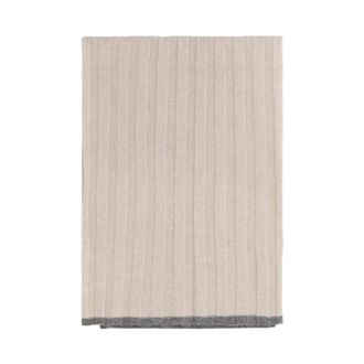 Brunello Cucinelli Rippstrick-Kaschmirschal mit Kontrastbesatz - - Accessories - Herren - Beige - ONE SIZE