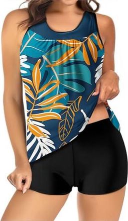 Generic Chemise business tankini maillot de bain pour femme, tankini deux pi&egrave;ces, d&eacute;bardeur de natation graphique avec short, maillot de bain pour femme, t-sh