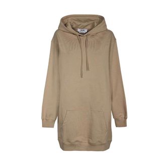 Msgm Baumwoll-Hoodie mit gerippten B&uuml;ndchen - - Sweatshirts & Hoodies - Damen - Beige - 2XS