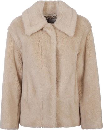 Max Mara Femme, Vestes, Beige, Taille: 36 FR Veste en fausse fourrure