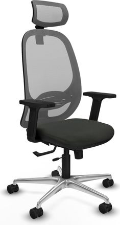 Piqueras y Crespo Schwarzer Drehstuhl mit 2D-Armlehnen, h&ouml;henverstellbare Lendenwirbelst&uuml;tze und h&ouml;henverstellbares Kopfteil und Neigungsverstellung, ausgestattet mit S