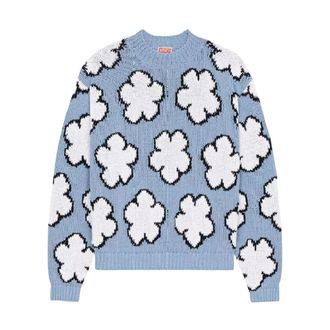 Kenzo Boke Flower Intarsia Strickpullover - - Knitwear - Damen - Blau - S
