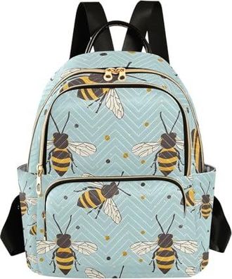 Mnsruu Mini sac à dos pour femme Motif abeilles Bleu Petit sac à dos tendance Sac à dos décontracté, Multi434, S