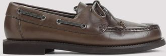 Brunello Cucinelli Raven Brown Leather Loafers - Gr. 38,5 (EU) - in Braun