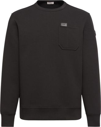 Moncler Moncler Leather Logo Tag Cotton Blend Sweatshirt, Men, Black, Size: 3xl