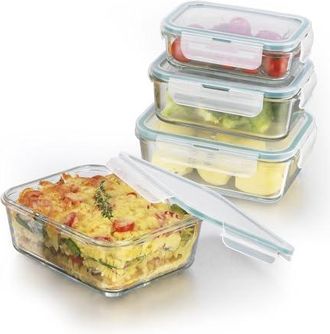 Gourmetmaxx Boîtes de conservation en verre Klick-it, set de 4 | Excellent pour le lave-vaisselle, le micro-ondes, le four et le congélateur | Etanche à lair & an