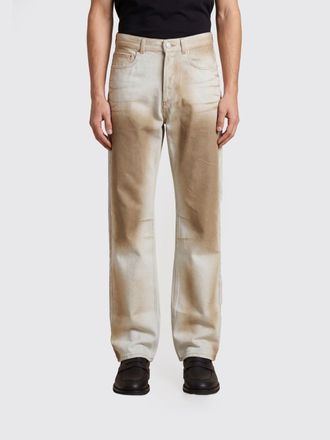 Magliano Jean Flattone coupe droite taille mi-haute en denim &agrave; effet us&eacute;