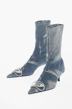 Diesel Ankle-Boots D-VENU aus Denim mit Front-Monogramm 5,5cm Diesel