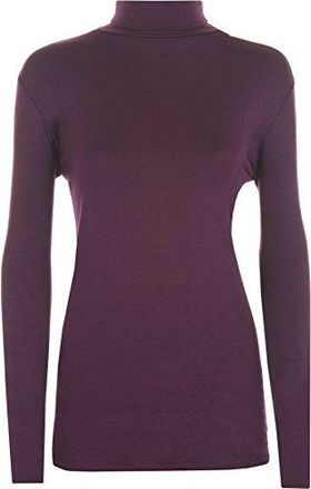WearAll Pull uni à manches longues et col polo pour femme, violet, XXL (grande taille)