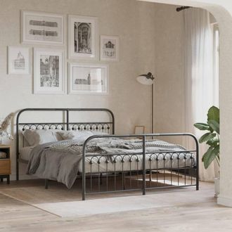 vidaXL Vidaxl Giroletto Con Testiera E Pediera Metallo Nero 150x200 Cm